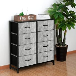 AZL1 Life Concept Storage Dresser Furniture Unit-Tall Standing Organizer for Bedroom, Office, Living Room, and Closet-8 Slim Drawer Removable Fabric Bins, Black and White