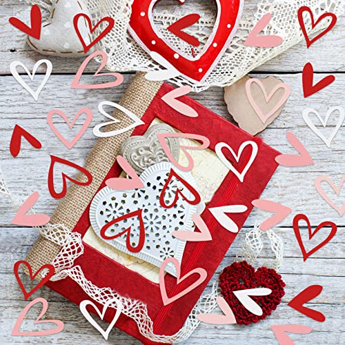 200Pcs Valentine Confetti Hearts, Valentines Table Confetti, Heart Confetti for Tables, Valentines Day Table Decor for Valentines Wedding Anniversary Party Supplies