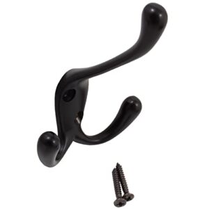 Stone Harbor Hardware Triple Robe Hook, 3-15/16" High, Multiple Projections, Matte Black