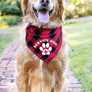 Ptzizi Funny Red Plaid Cotton Triangle Service Dog Bandana for Photograph Birthday Party Props Scarf Scarves Decorations, Pet Dog Lovers Owner Gift