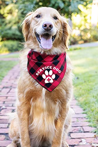 Ptzizi Funny Red Plaid Cotton Triangle Service Dog Bandana for Photograph Birthday Party Props Scarf Scarves Decorations, Pet Dog Lovers Owner Gift