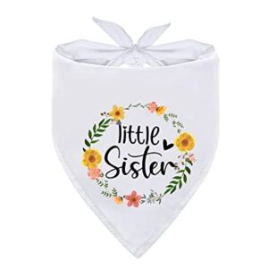 Ptzizi Funny Little Sister White Wreath Cotton Triangle Dog Bandana Pet Dog Bibs Scarf, Small Medium Large Boy Pet Dog Birthday Party Props for Pet Dog Lovers Gift