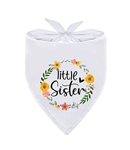 Ptzizi Funny Little Sister White Wreath Cotton Triangle Dog Bandana Pet Dog Bibs Scarf, Small Medium Large Boy Pet Dog Birthday Party Props for Pet Dog Lovers Gift