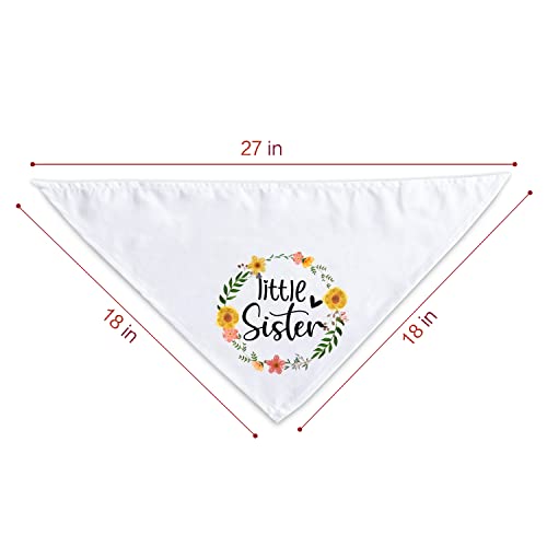 Ptzizi Funny Little Sister White Wreath Cotton Triangle Dog Bandana Pet Dog Bibs Scarf, Small Medium Large Boy Pet Dog Birthday Party Props for Pet Dog Lovers Gift