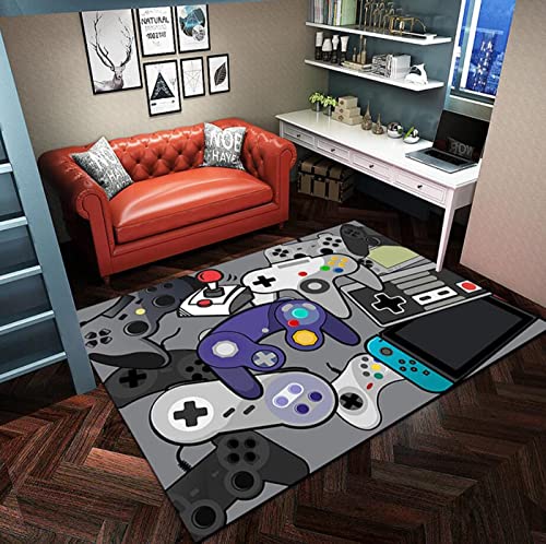 Boys Grey Area Rugs Carpet for Bedroom Gaming Living Room Rug Video Games Controller Cartoon Floor Mat 35x24