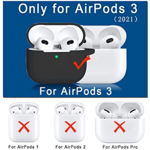 14in1 for AirPods 3 Case Silicone Accessories Set 2021 Released,Protective Cover for AirPods 3 Generation Charging Case w/Ear Tip Cover Hook/Watch Band Holder/Clean Putty/Carry Box/Keychain Black