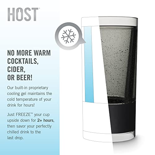 HOST Cocktail Freeze Tumbler, Frozen Cocktail Glass, Double Walled Insulated Glasses, Iced Coffee Tumbler, BPA Free Drink Cooler, 10 oz., Black