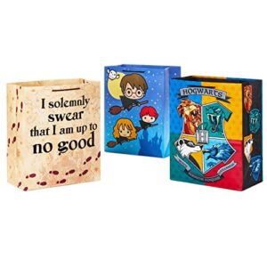 hallmark 13" large harry potter gift bag bundle (3 bags: hogwarts crest, marauder's map, harry, ron & hermione) for birthdays, kids parties, christmas