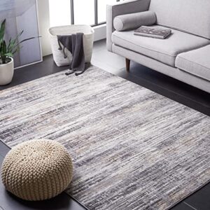 safavieh shivan collection 8' x 10' light grey/dark grey shv191f modern abstract distressed non-shedding living room dining bedroom area rug