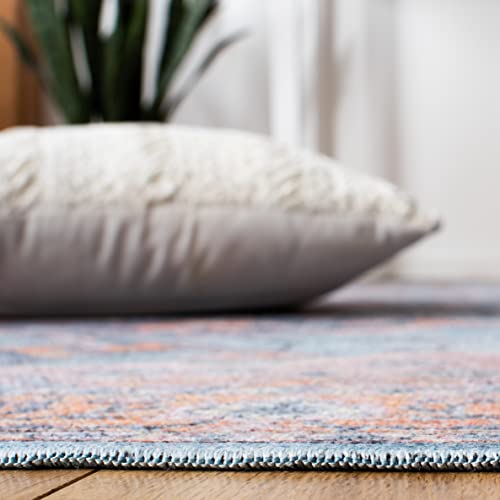 SAFAVIEH Serapi Collection Area Rug - 8' x 10', Blue & Orange, Boho Chic Design, Non-Shedding Machine Washable & Slip Resistant Ideal for High Traffic Areas in Living Room, Bedroom (SEP540M)