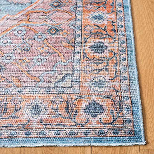 SAFAVIEH Serapi Collection Area Rug - 8' x 10', Blue & Orange, Boho Chic Design, Non-Shedding Machine Washable & Slip Resistant Ideal for High Traffic Areas in Living Room, Bedroom (SEP540M)