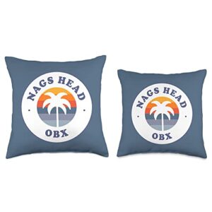 Nags Head NC Outer Banks Ocean Apparel Shop Nags Head Beach OBX North Carolina Ocean Wave NC Throw Pillow, 18x18, Multicolor