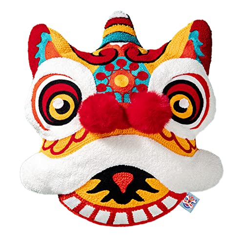 3D Dancing Lion Cushion Chinese Traditional Lucky Lion Embroidery Cushion