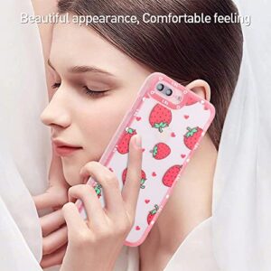 LSL Compatible iPhone 8 Plus Case iPhone 7 Plus Case Clear Cute Strawberry Pattern Design Soft TPU Anti-Drop Scratch Resistant Heavy Duty Protective Wireless Slim Thin Pink Phone Cover for Women Girls