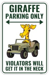 venicor giraffe sign decor - 9 x 14 inches - aluminum - cute giraffe gifts for women men