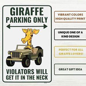 Venicor Giraffe Sign Decor - 9 x 14 Inches - Aluminum - Cute Giraffe Gifts for Women Men