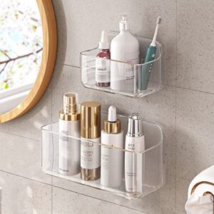 santrest 2 pack shower caddy drill-free sticky shower shelf storage basket for shampoo & toiletries, kitchen bathroom bedroom organizer