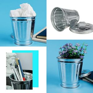 DOERDO Mini Desktop Wastebasket Galvanized Trash Can, for Kitchen Countertop, Dressing Table, Mini Flower Pot, 3.7" x 4.3"