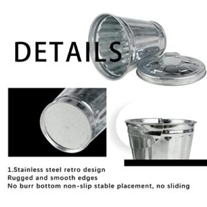 DOERDO Mini Desktop Wastebasket Galvanized Trash Can, for Kitchen Countertop, Dressing Table, Mini Flower Pot, 3.7" x 4.3"