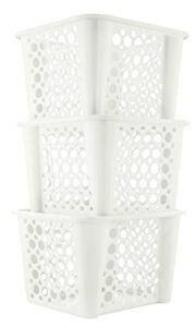 organize your home medium stackable white storage containers with open tops, 3 pack, great organizing bins for pantry, closet, bedroom, and all storage, 13.2” x 12” x 8.5”