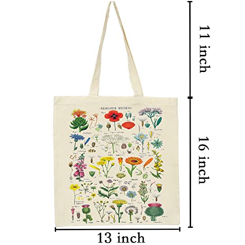 Jakayla Canvas Tote Bag for Women Floral Print Vintage Wildflower Tote Bag Women's Gift Reusable Bag Canvas Grocery