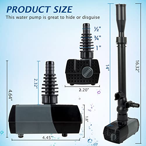 WaterRebirth (HSUP-1400F) Submersible Water Pump With Fountain Jets - Pond Pump - Submersible Pump - Water Fountain Pump - Aquarium Pump