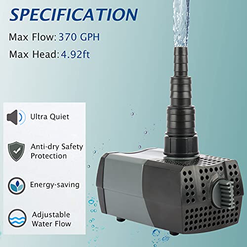 WaterRebirth (HSUP-1400F) Submersible Water Pump With Fountain Jets - Pond Pump - Submersible Pump - Water Fountain Pump - Aquarium Pump