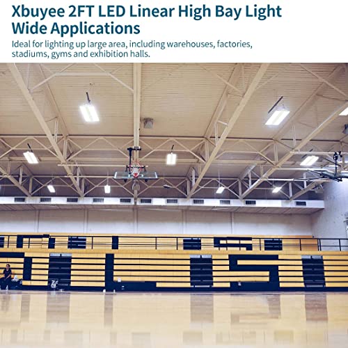 Xbuyee (2 Pack) LED High Bay Shop Light 2FT Commercial 165W 23100 Lumens 5000K 100-277V Dimmable, Linear Hanging Bay Lights for Warehouse Workshop Supermarket Stadium, Power Tunable 165W/110W/80W