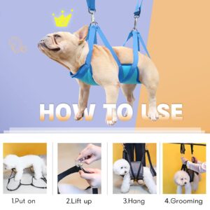 SUAOEO Pet Grooming Hammock Kit,Breathable Hammock Set,Dog Grooming Harness for Dog and Cat (Grey S)