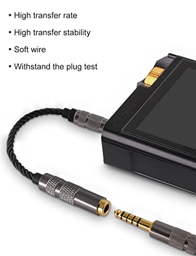 Headphone Adapter 4.4mm Male to 3.5mm Female Adapter for 3.5mm Cable Connected to Balanced 4.4mm Player Device High Stereo Audio Converter OFC Cable with Gold-Plated Plug 6 inch Length Extension Cord