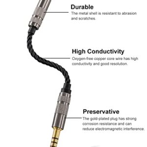 Headphone Adapter 4.4mm Male to 3.5mm Female Adapter for 3.5mm Cable Connected to Balanced 4.4mm Player Device High Stereo Audio Converter OFC Cable with Gold-Plated Plug 6 inch Length Extension Cord