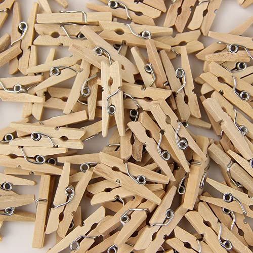 U-M 50Pcs Small Size 30Mm Mini Natural Wooden Clips Multifunction Craft Decoration Clips Photo Paper Peg Clothespin Useful