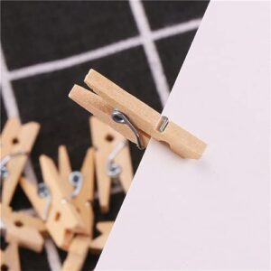 U-M 50Pcs Small Size 30Mm Mini Natural Wooden Clips Multifunction Craft Decoration Clips Photo Paper Peg Clothespin Useful