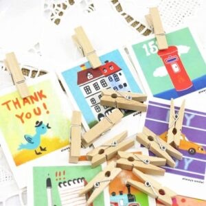 U-M 50Pcs Small Size 30Mm Mini Natural Wooden Clips Multifunction Craft Decoration Clips Photo Paper Peg Clothespin Useful