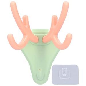 deer head single wall hook,hanger animal shaped coat hat hook,punch free coat hooks wall hooks clothes hanger rack (green)