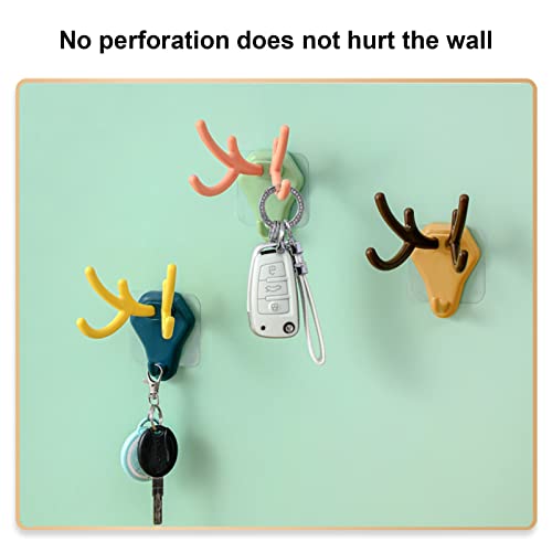 Deer Head Single Wall Hook,Hanger Animal Shaped Coat Hat Hook,Punch Free Coat Hooks Wall Hooks Clothes Hanger Rack (Green)