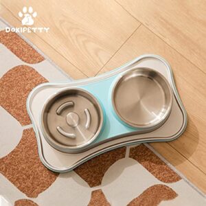 Slow Feeder Dog Bowls DOKIPETTY Stainless Steel Raised Dog Bowl for Small Sized Dogs Puppy Metal Dog Bowl and Water Bowl for Travel and Home