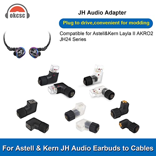 okcsc 0.78 2Pin Female to JH 4 Pin Male (Earphone Side) Adaptor Work for 0.75/0.78 2 Pin Cable Connected to for Iriver JH24/AKR03/ Layla/Angie/ue18 Layla II/Roxanne II Earphone Adapter Black