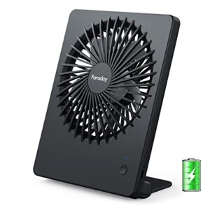 faraday small table fans rechargeable portable 180°tilt folding desk fans battery operated personal fan ultra quiet for home bedroom office desktop, 3 speeds (black)