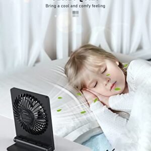 FARADAY Small Table Fans Rechargeable Portable 180°Tilt Folding Desk Fans Battery Operated Personal Fan Ultra Quiet For Home Bedroom Office Desktop, 3 Speeds (Black)