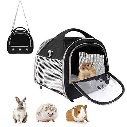 Small Pet Carrier Bag with Mat Guinea Pig Travel Carrier with Strap Portable Breathable Rabbit Carrier Outdoor Pet Bag for Ferret Bunny Hedgehog Guinea Pig(10" L x 10" W x 12" H)