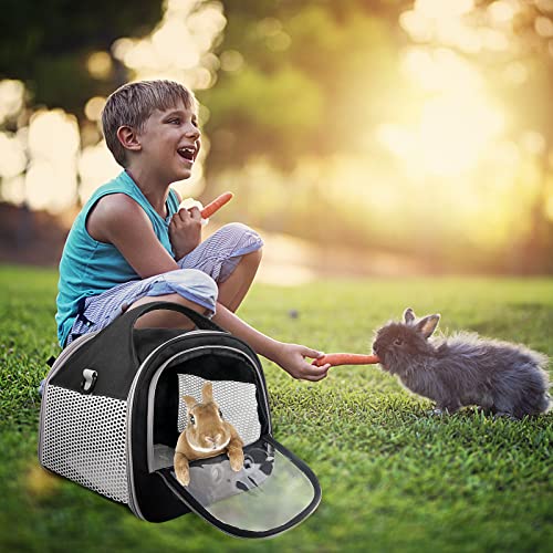 Small Pet Carrier Bag with Mat Guinea Pig Travel Carrier with Strap Portable Breathable Rabbit Carrier Outdoor Pet Bag for Ferret Bunny Hedgehog Guinea Pig(10" L x 10" W x 12" H)