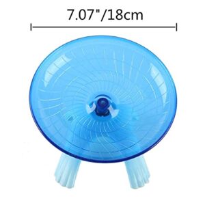 3 in 1 Hamster Water Bottle + Flying Saucer Exercise Wheel for Dwarf Hamster Mouse Rat Hedgehog (Blue)