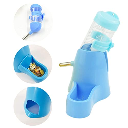 3 in 1 Hamster Water Bottle + Flying Saucer Exercise Wheel for Dwarf Hamster Mouse Rat Hedgehog (Blue)