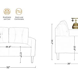 Msaleen Small Sofa Mini Couch Loveseat – Pink Couch Accent Sofa Button Tufted Couch, Mid Century Small Loveseat 2-Seater Contemporary 52" Modern Sofas Mini Couches for Small Spaces Pink Minisofa