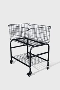 rolling laundry cart, laundry basket, easy storage cart, easy moved laundry basket, laundry cart with wheels ,2 wheels with breaker.metal basket,black (black)