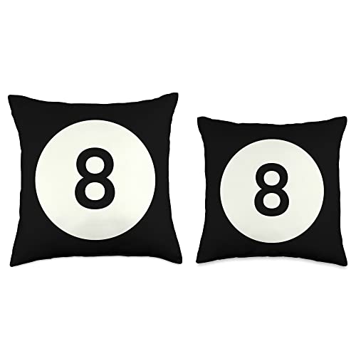 Billiard ball number 8 black billiards game sport Throw Pillow, 18x18, Multicolor