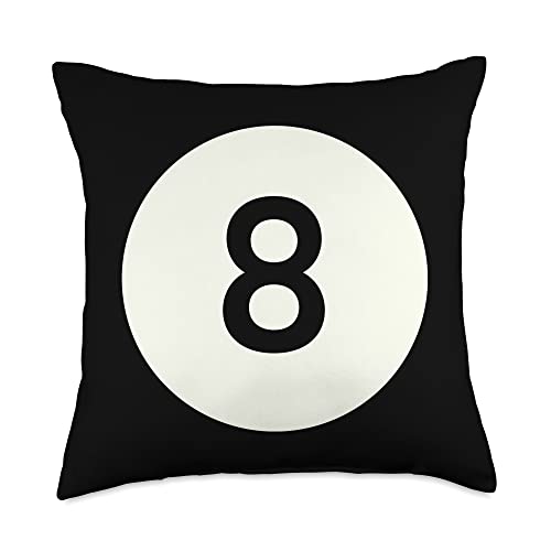 Billiard ball number 8 black billiards game sport Throw Pillow, 18x18, Multicolor