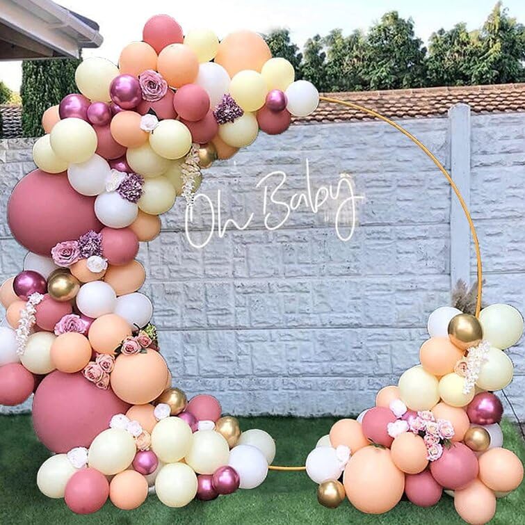 Golden Metal Round Arch, 2.1M (6.9ft) Round Balloon Arch Kit Decoration for Birthday Party Decorations, Wedding Decoration, Graduation Decorations and Baby Shower Photo Background Decoration