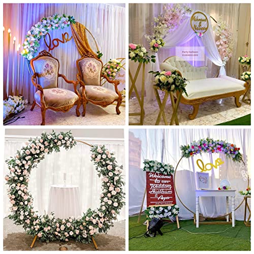 Golden Metal Round Arch, 2.1M (6.9ft) Round Balloon Arch Kit Decoration for Birthday Party Decorations, Wedding Decoration, Graduation Decorations and Baby Shower Photo Background Decoration